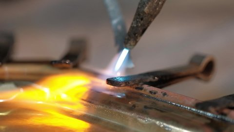 Welding Border On Tray Blow Torch Stock Footage Video (100% Royalty ...