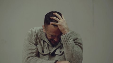 Man Crying Life Problems Desperation Male Stock Footage Video (100% ...