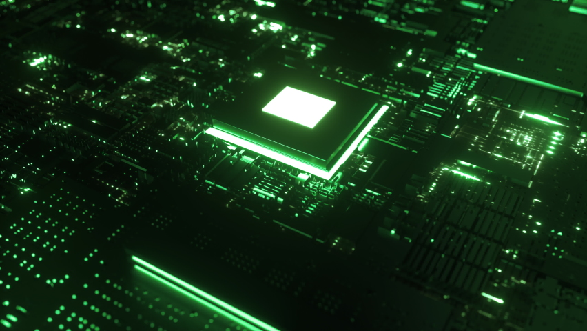 Glowing Micro Chip On Motherboard Stock Footage Video (100% Royalty ...