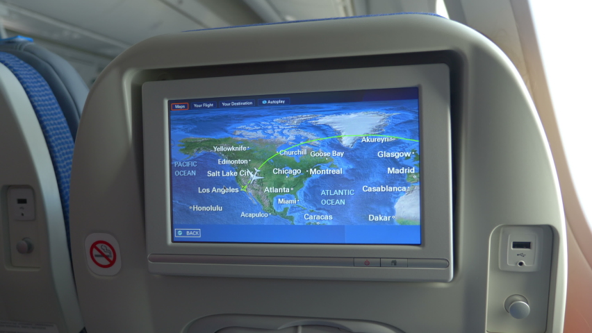 lcd monitor showing map airplane 4k Stock Footage Video (100% Royalty ...