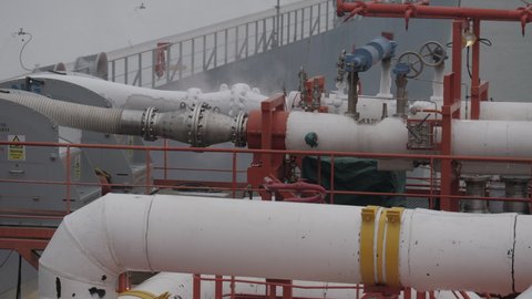 Cold Vapour Lng Flange Connection On Stock Footage Video (100% Royalty ...