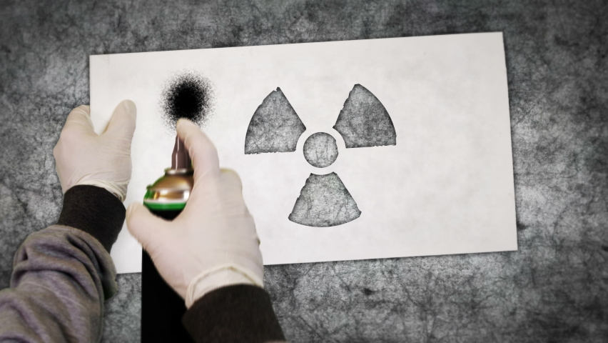 radiation nuclear energy warning symbol spray Stock Footage Video (100% ...