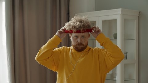 slow zoom portrait funny overweight caucasian Stock Footage Video (100% ...