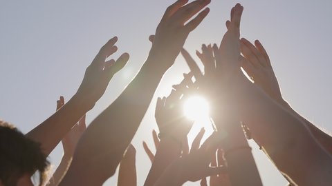 People Wave Their Palms Raising Their Stock Footage Video (100% Royalty ...