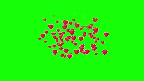 Flying Hearts Animation On Green Screen Stock Footage Video (100% ...