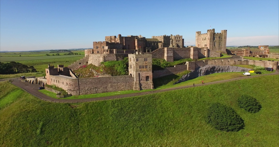aerial forward imposing stone castle perched Stock Footage Video (100% ...