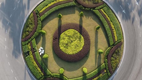 Beautiful Roundabout Planted Tree Grass Stock Footage Video (100% ...