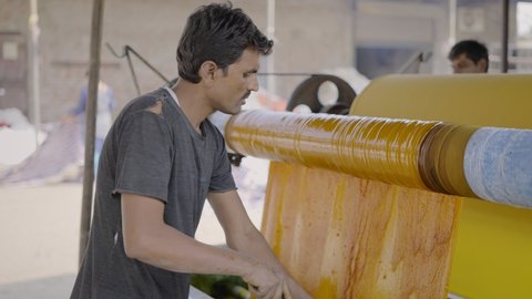 Outdoor Shot Male Indian Laborer Working Stock Footage Video (100% ...