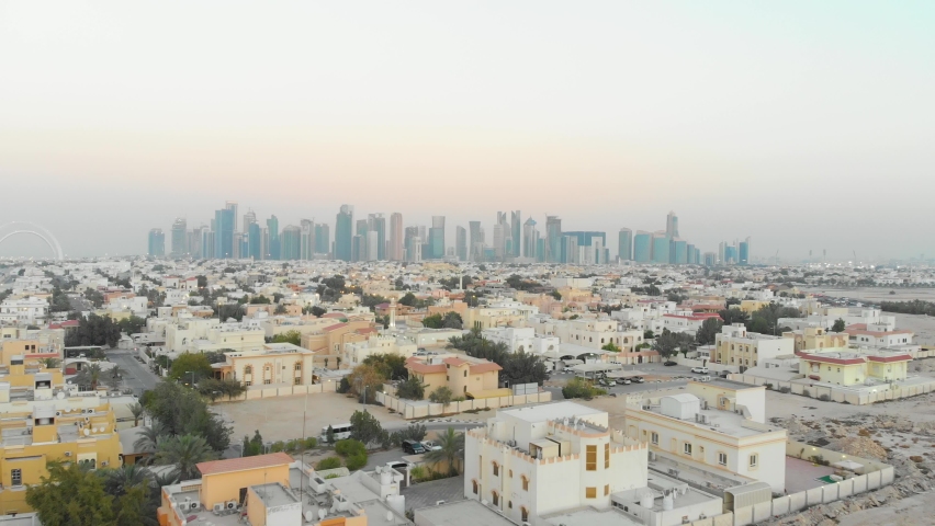 aerial view doha neighbourhood qatar Stock Footage Video (100% Royalty ...