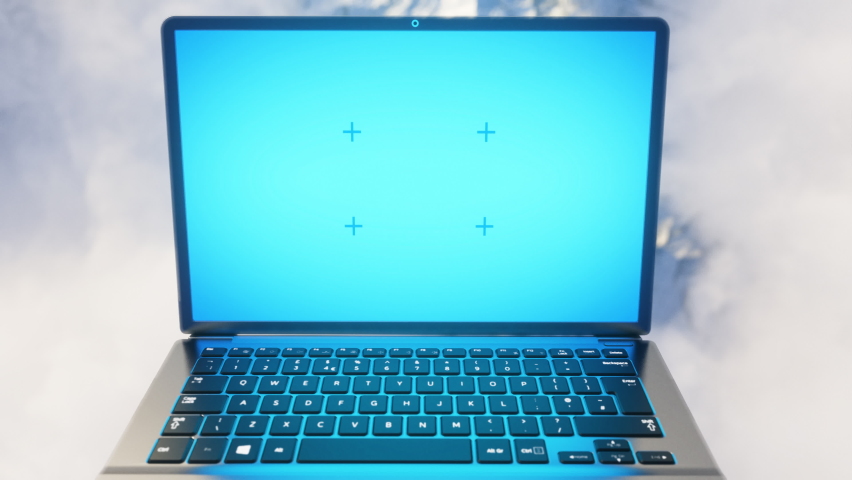 working laptop computer spinning above snowy Stock Footage Video (100% ...