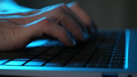 extreme close-up hands unrecognizable hacker programmer Stock Footage ...