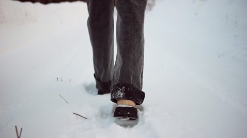 Bottom View Closeup Feet Stomping Snow Stock Footage Video (100% ...