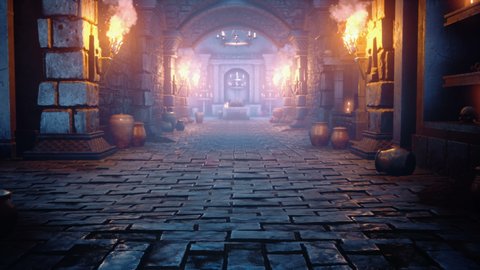 Scary Catacombs Torches Resurrected Ancient Creepy Stock Footage Video ...