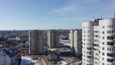 Monolithic Old Soviet Russian Buildings Highrise Stock Footage Video ...