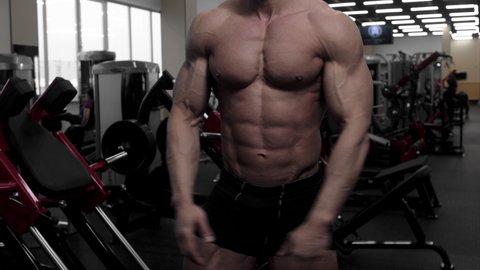 Strong Bodybuilder Six Pack Muscular Chest Stock Footage Video (100% ...