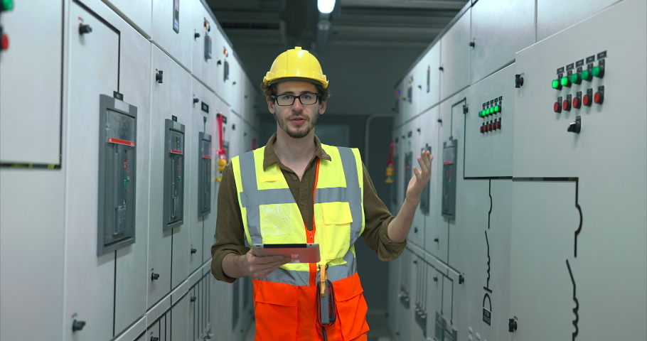 electrical engineer introducing new control room Stock Footage Video ...