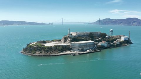 Aerial Alcatraz Island Golden Gate Bridge Stock Footage Video (100% ...
