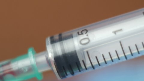 Closeup Shot Sterile Syringe Red Vaccine Stock Footage Video (100% ...
