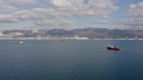Aerial View Sea Going Container Ship Stock Footage Video (100% Royalty ...
