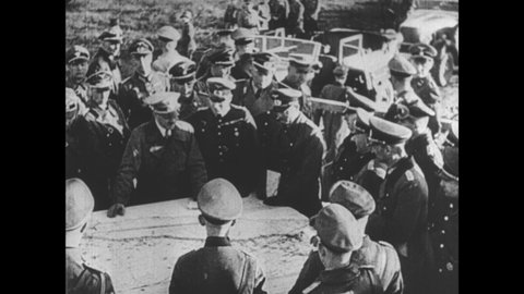 1940s Hitler Talks Nazi Officers Around Stock Footage Video (100% ...