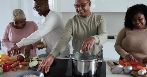 Happy Black Family Cooking Together Inside Stock Footage Video (100% ...