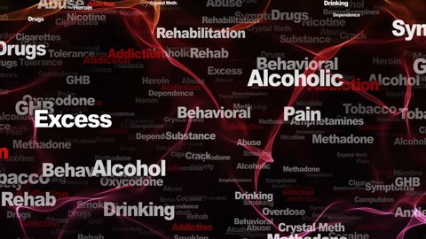 Addiction Keywords Animation Background Loop 4k Stock Footage Video ...
