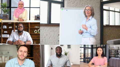 group diverse people on screen has Stock Footage Video (100% Royalty ...