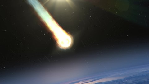 Asteroid Meteor Burning Earth Atmosphere Realistic Stock Footage Video ...