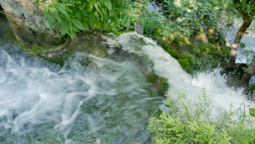 small waterfalls among trees on plitvice Stock Footage Video (100% ...
