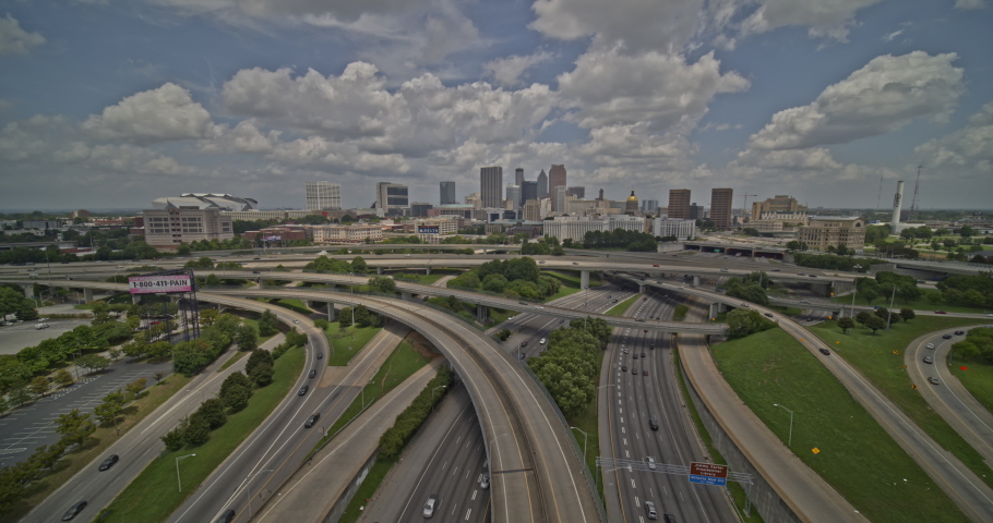Cityscape View of Atlanta, Georgia with roads, skyscrapers and ...