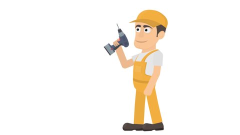 Cartoon Style Man Worker Gutter Installer Stock Vector (Royalty Free ...