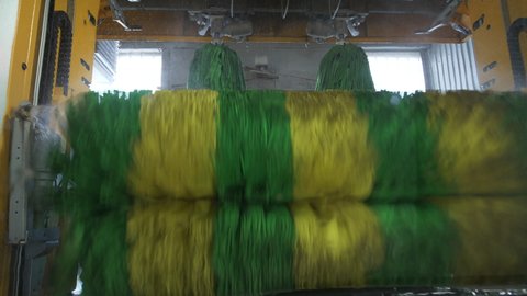 Firstperson Perspective Automatic Wash View Inside Stock Footage Video ...