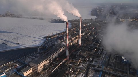 Factory Pipes Emissions Carbon Gases Smoke Stock Footage Video (100% ...