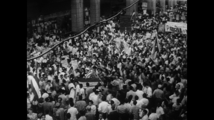 1960s cuba crowd people wave cuban Stock Footage Video (100% Royalty ...
