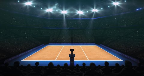 Spotlights Shining Above Volleyball Court Side Stock Footage Video (100 ...
