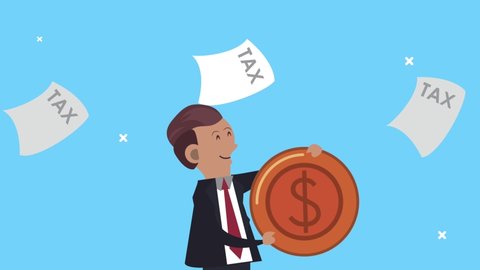 Tax Day Animation Businessman Lifting Coin Stock Footage Video (100% ...