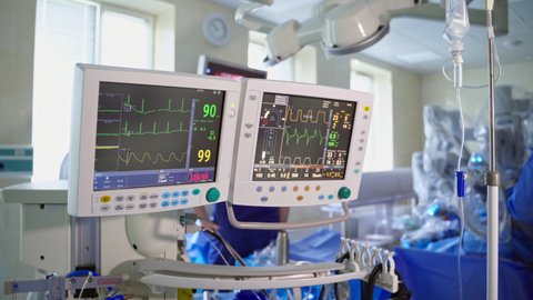 monitors intensive care unit heart beat Stock Footage Video (100% ...