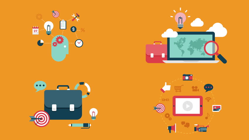 Flat Style Animated Concept Icons Stock Footage Video (100% Royalty ...