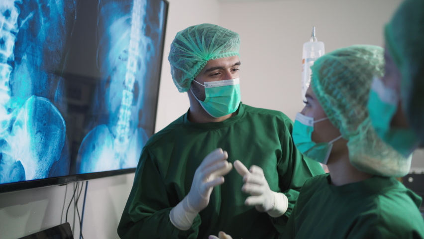 group surgeons discuss together professional point Stock Footage Video ...