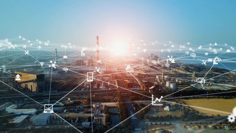 Industrial Area Communication Network Concept Industry Stock Footage ...