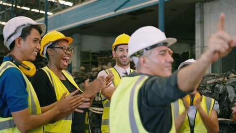 Happy Engineer People Dancing Heavy Factory Stock Footage Video (100% ...