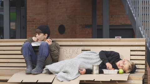 Two Desperate Street Children Asking Help Stock Footage Video (100% ...