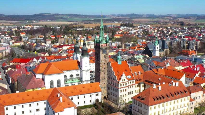 aerial view historic center klatovy town Stock Footage Video (100% ...