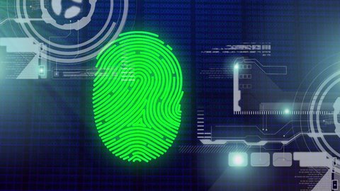 Animation Biometric Fingerprint Scope Scanning Data Stock Footage Video ...