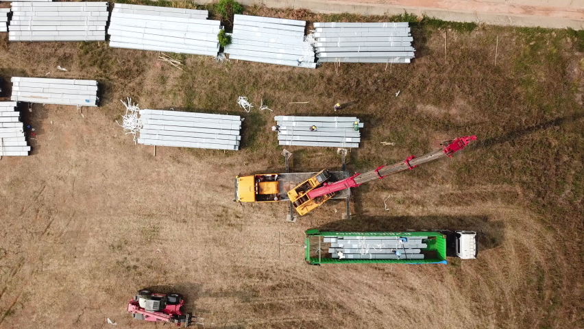 bird's-eye view crane moving large cargo Stock Footage Video (100% ...