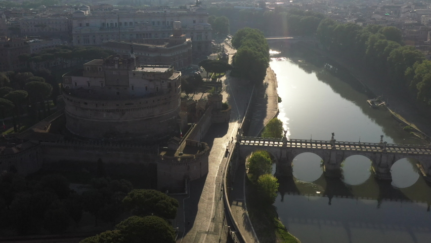 aerial view castel sant'angelo famous landmark Stock Footage Video (100 ...