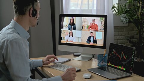 Online Conference Video Call Virtual Meeting Stock Footage Video (100% ...