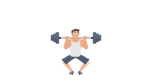 Bodybuilder Animation Exercise Squat Barbell Alpha Stock Footage Video ...