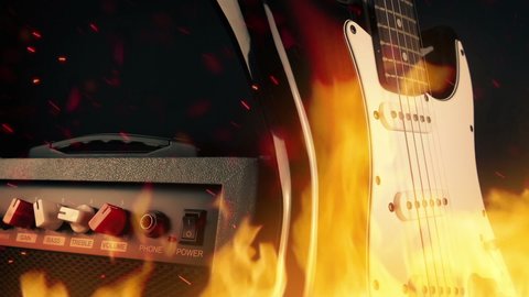 Electric Guitar Amp Fire Heavy Metal Stock Footage Video (100% Royalty ...