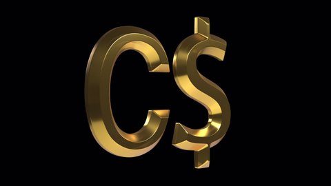 Cad Canadian Dollar Sign Gold Symbol Stock Footage Video (100% Royalty ...